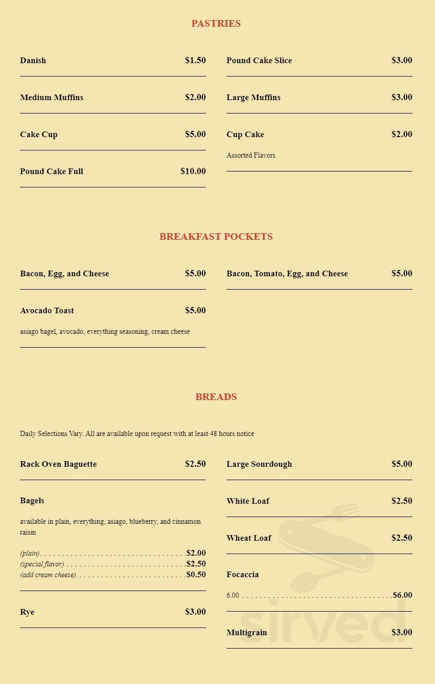BreadWorks by Bridges menu in Greencastle, Indiana, USA