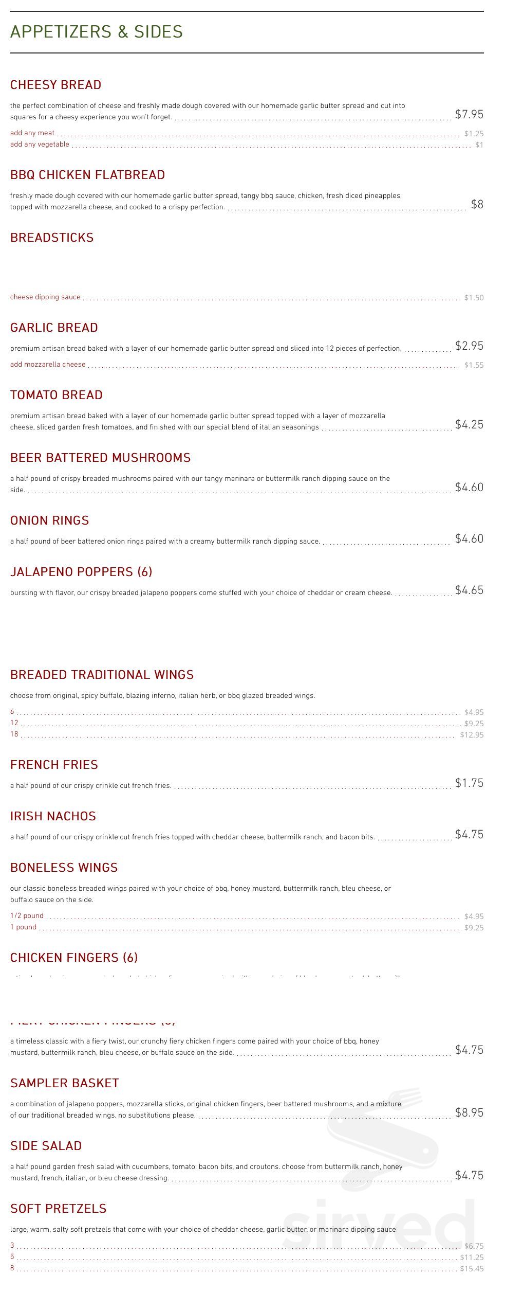 Loven Oven Pizzeria menu in Lowell, Indiana, USA