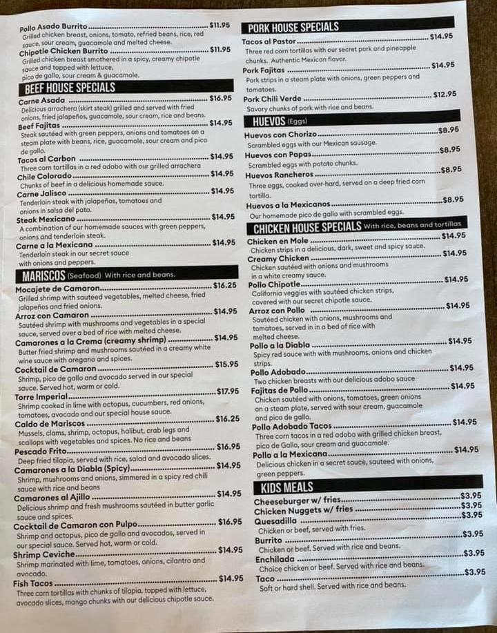 Mi Mexico Lindo menu in Lincoln, Nebraska, USA