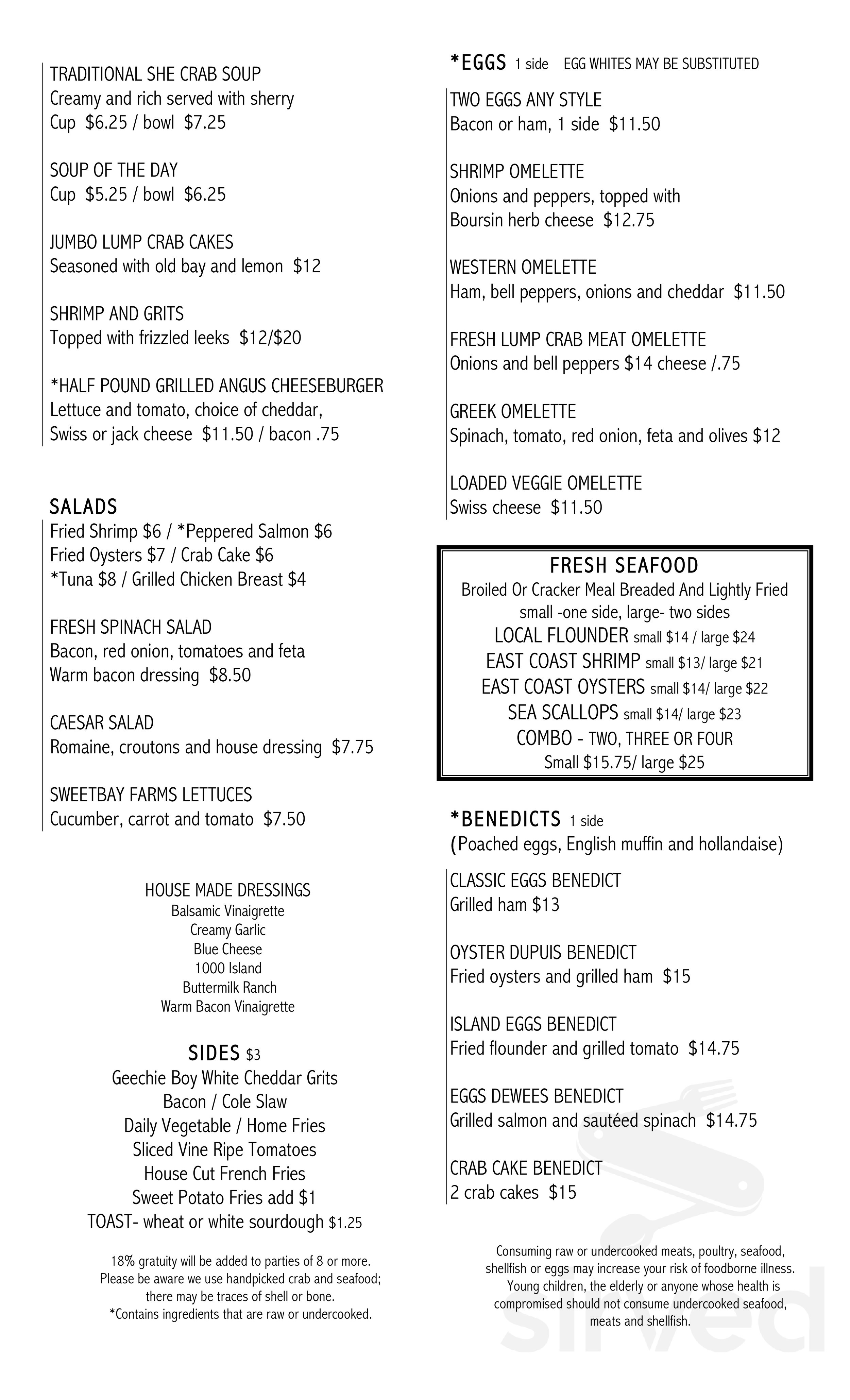 Menu - Isle of Palms SC's Long Island Cafe | Sirved