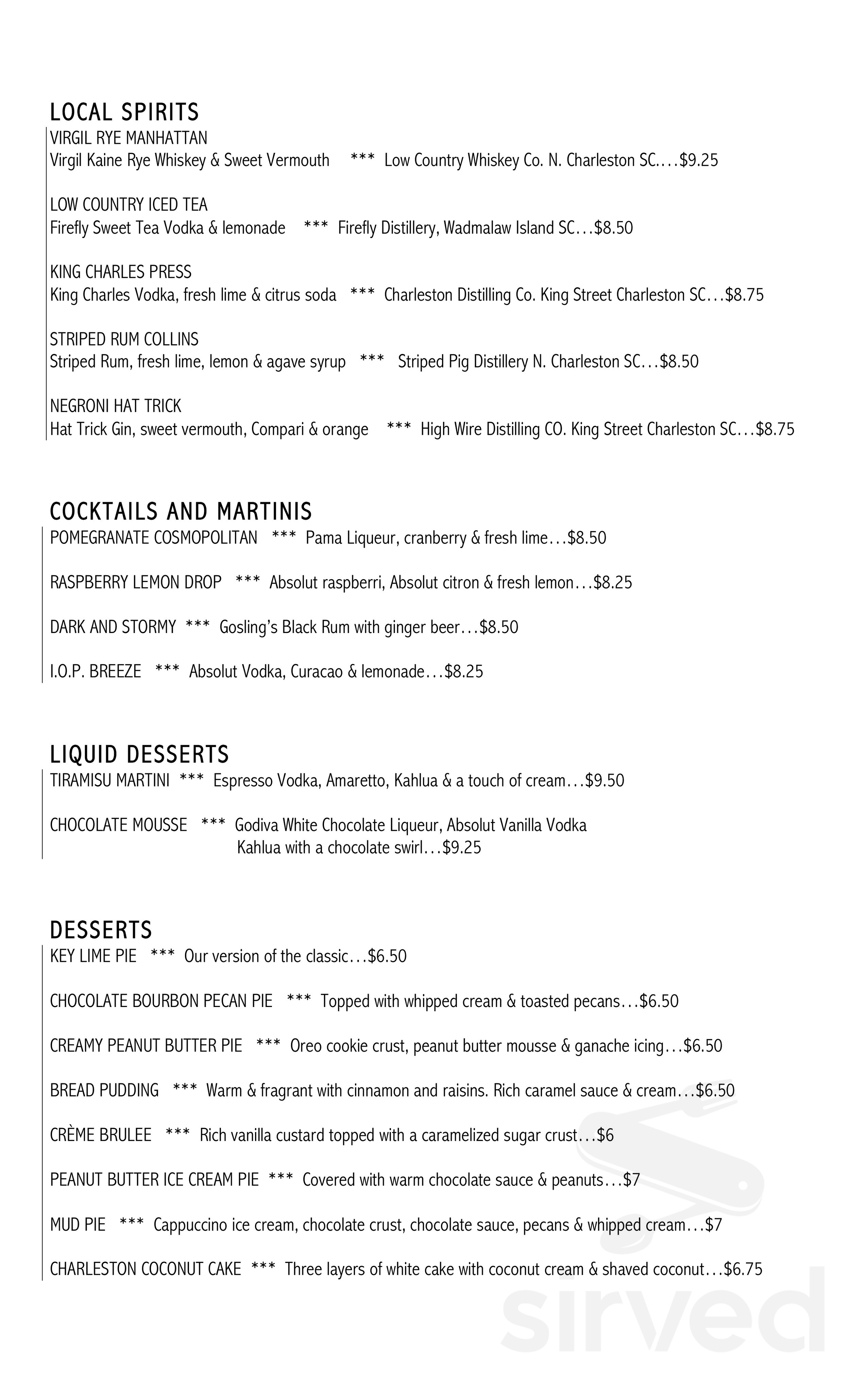 Menu - Isle of Palms SC's Long Island Cafe | Sirved