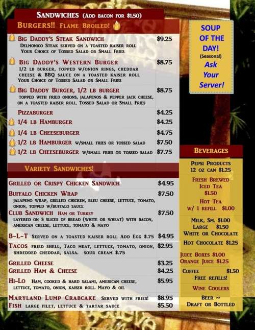 Big Daddy's Grill & Chill menu in Lewistown, Pennsylvania, USA