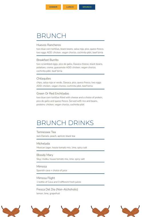 Barrio menu in San Francisco, California, USA