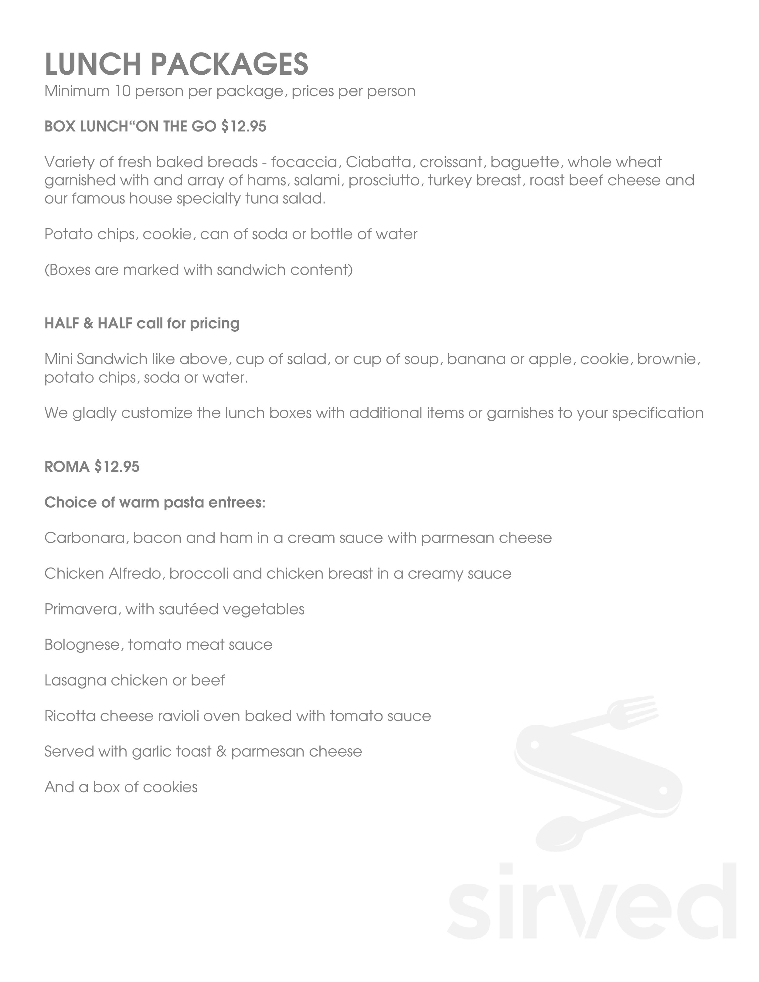 Sacha's Café menu in Miami, Florida, USA