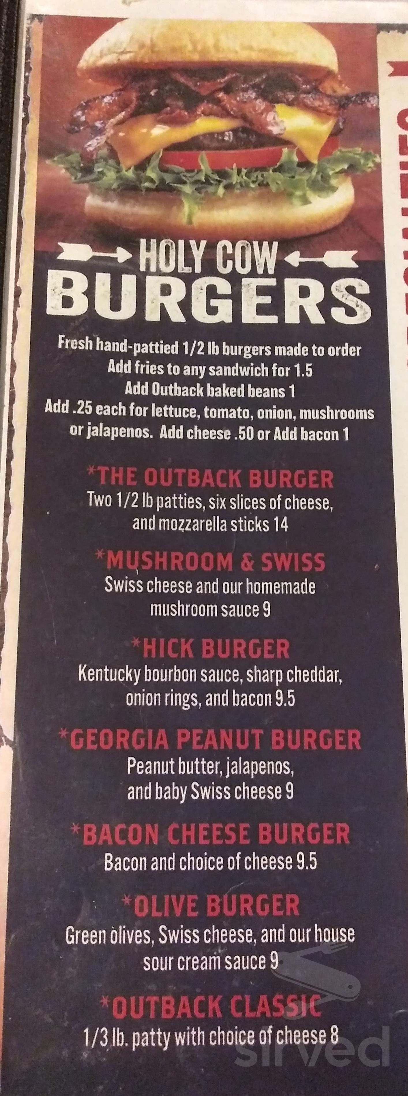 Menu for Outback 51 in Woodruff, WI | Sirved