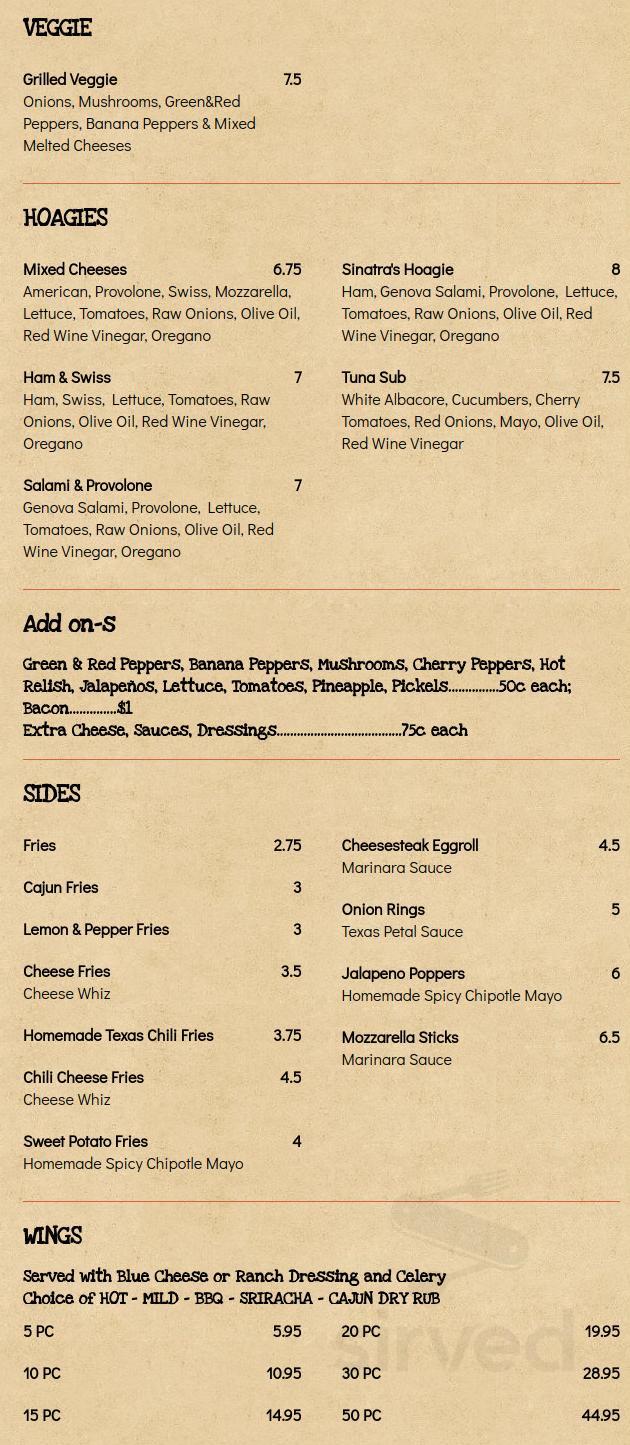 Menu - Hoboken NJ's Midtown Philly Steaks | Sirved