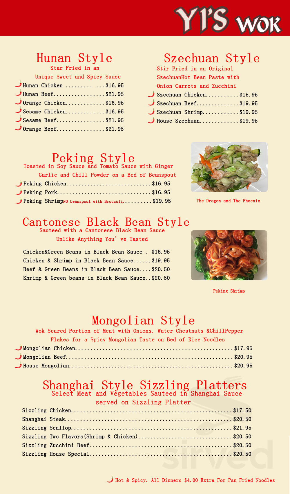 Yi's Wok menus in Redmond, Oregon, United States