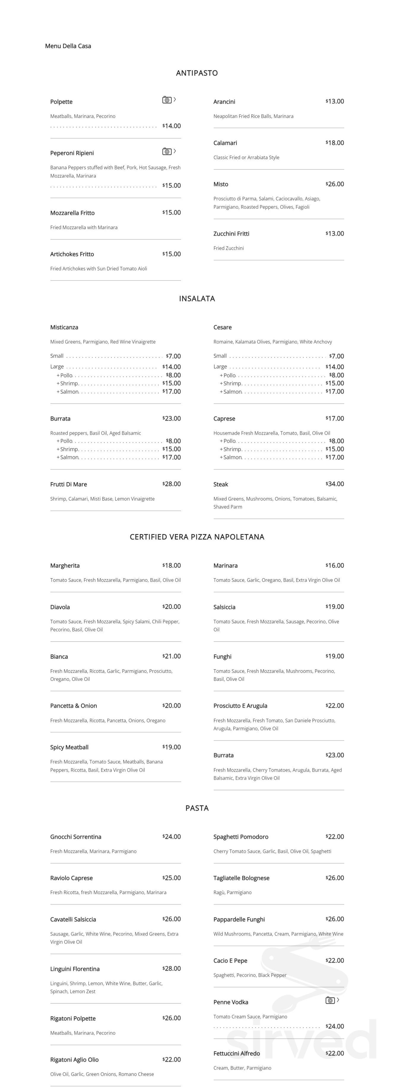 Pizzaiolo Primo menu in Pittsburgh, Pennsylvania, USA