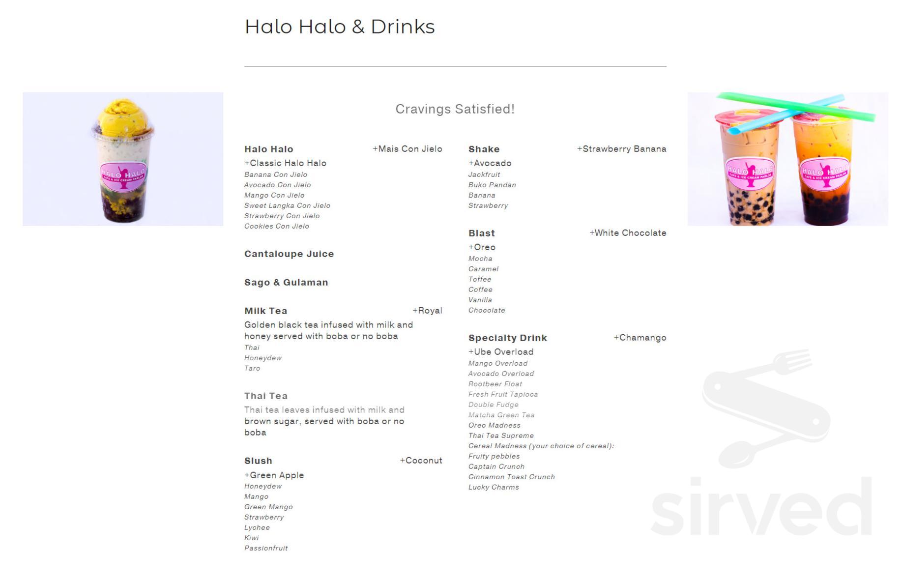 Halo Halo Cafe menu in Chula Vista, California, USA