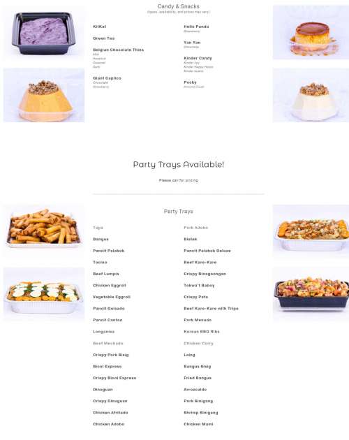 Halo Halo Cafe menu in Chula Vista, California, USA