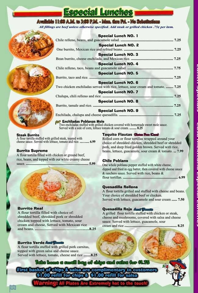 Casa Mexicana Rhinelander menu in Rhinelander, Wisconsin, USA