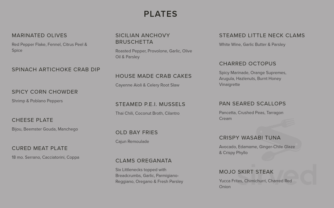 Stingray Lounge menu in Hoboken, New Jersey, USA