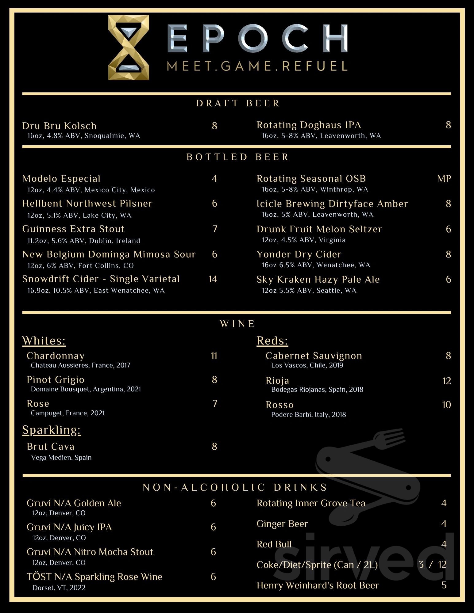Epoch menus in Wenatchee, Washington, United States