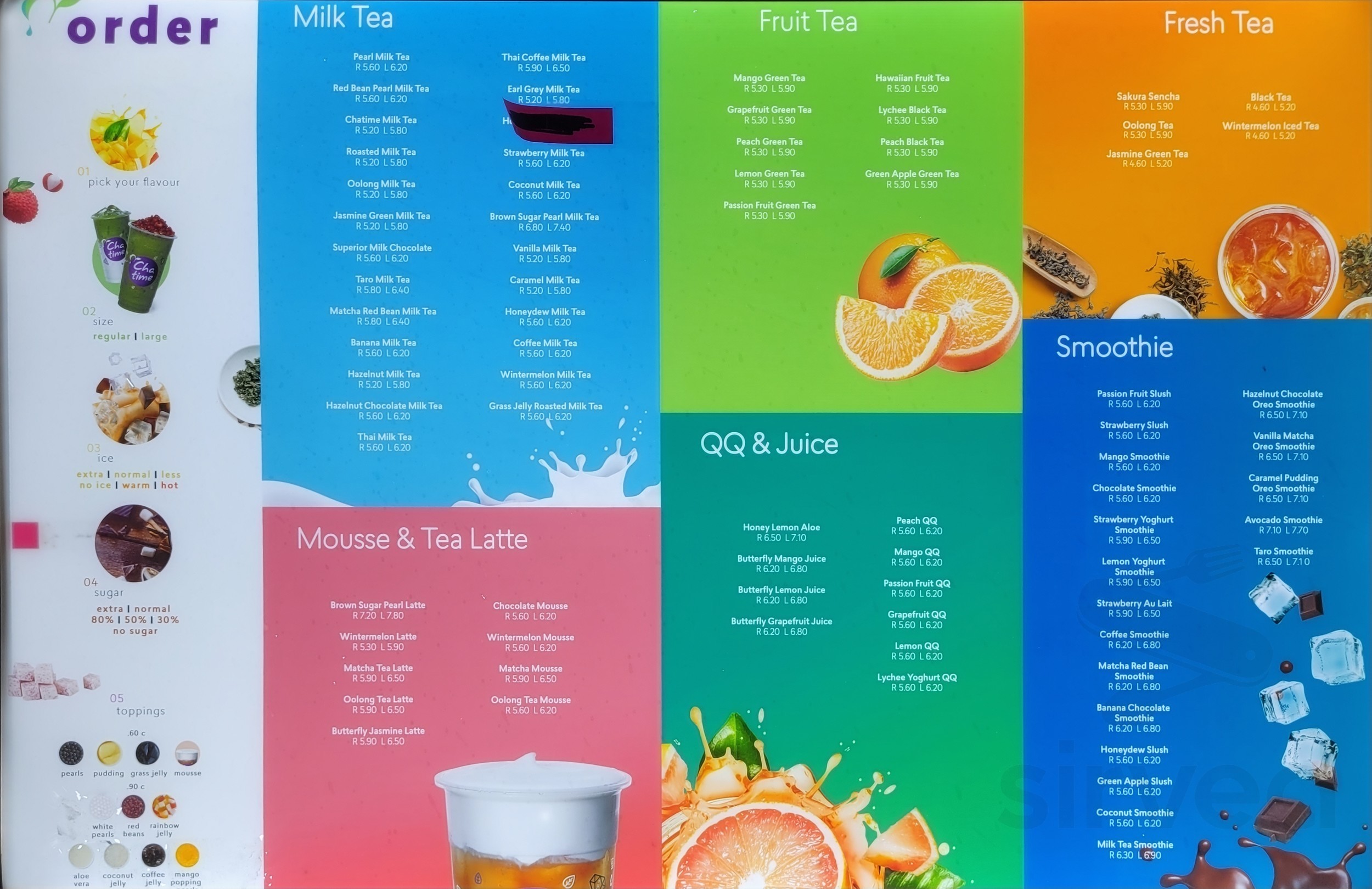 Chatime menu in Regina, Saskatchewan, Canada