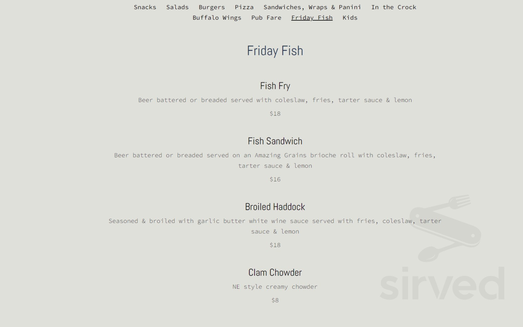 Underpass Bar & Grill menu in Fairport, New York, USA