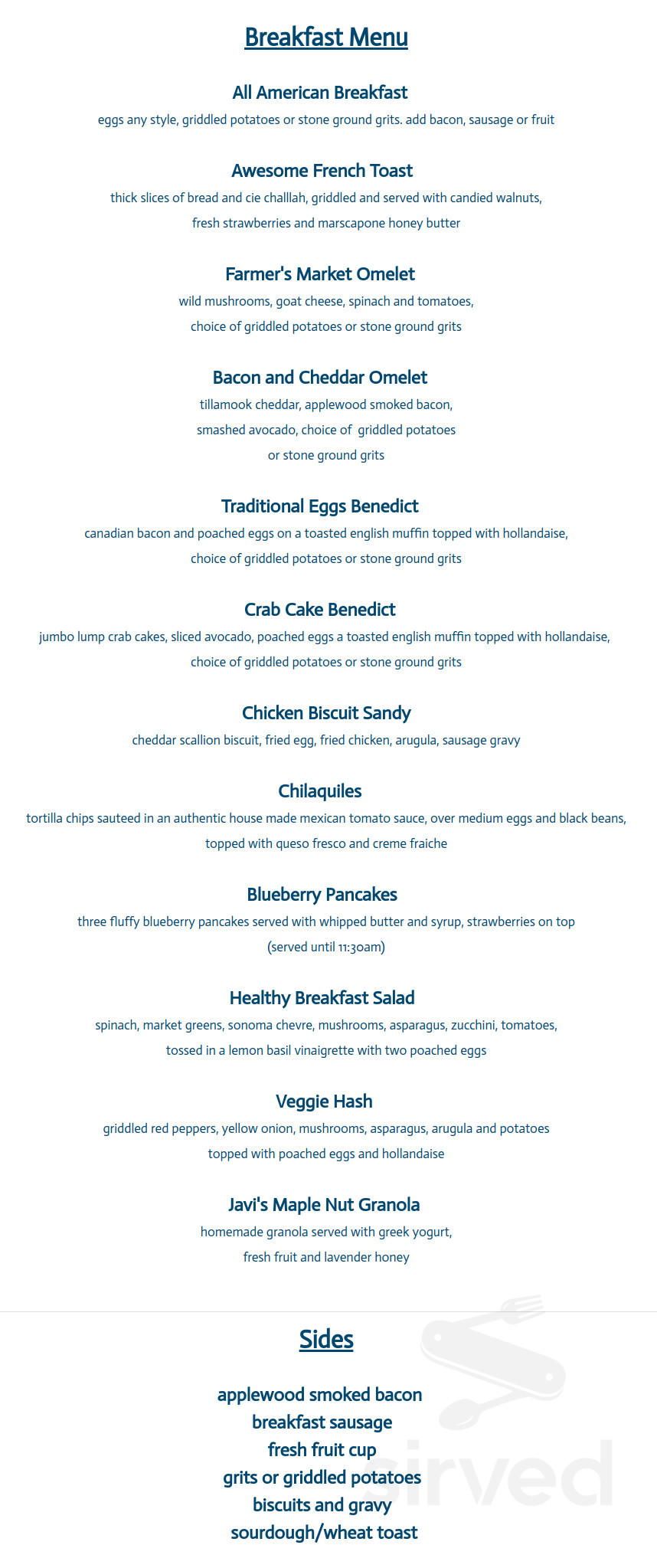 Cody's La Jolla menu in La Jolla, California, USA