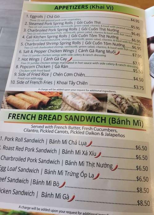 Cali Kitchen menu in Baytown, Texas, USA