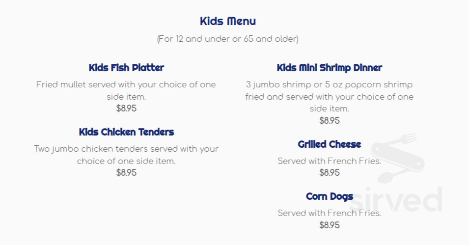 The Fishing Hole Milton Restaurant menus in Milton, Florida, United States
