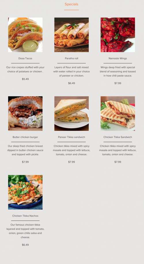 Nalan Indian Cuisine menu in Lemoyne, Pennsylvania, USA