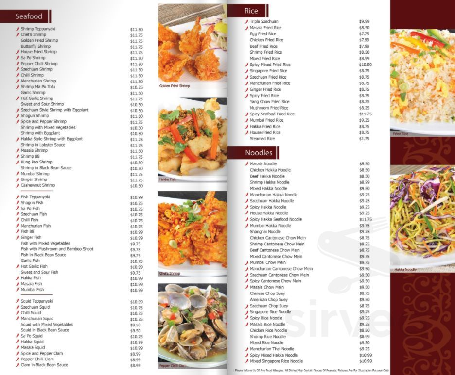 China Cottage menu in Scarborough, Ontario, Canada