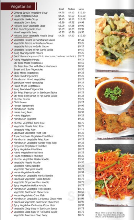 China Cottage menu in Scarborough, Ontario, Canada