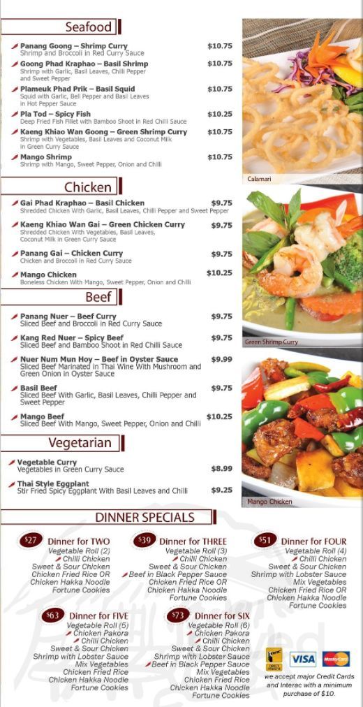 China Cottage menu in Scarborough, Ontario, Canada