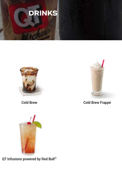 QuikTrip menu in Fort Worth, Texas, USA