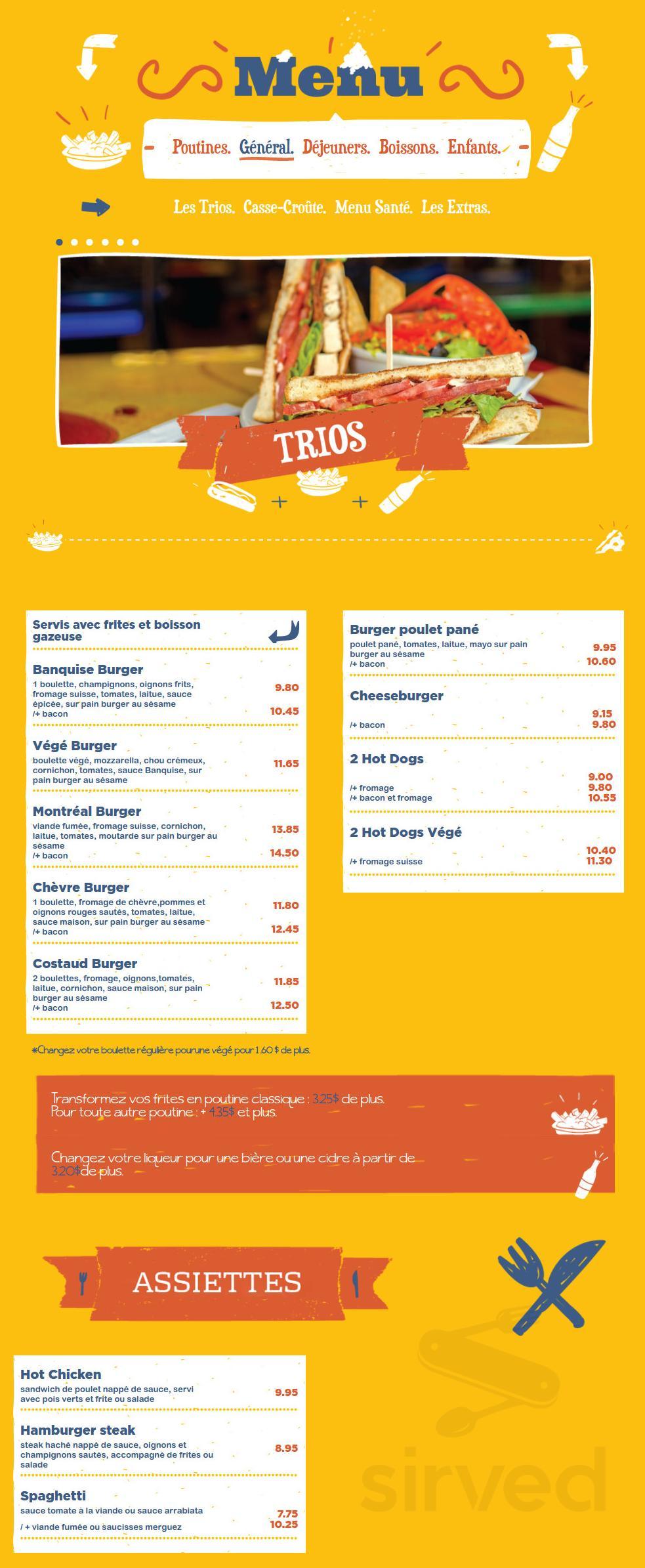 Menu - Montréal QC's La Banquise | Sirved