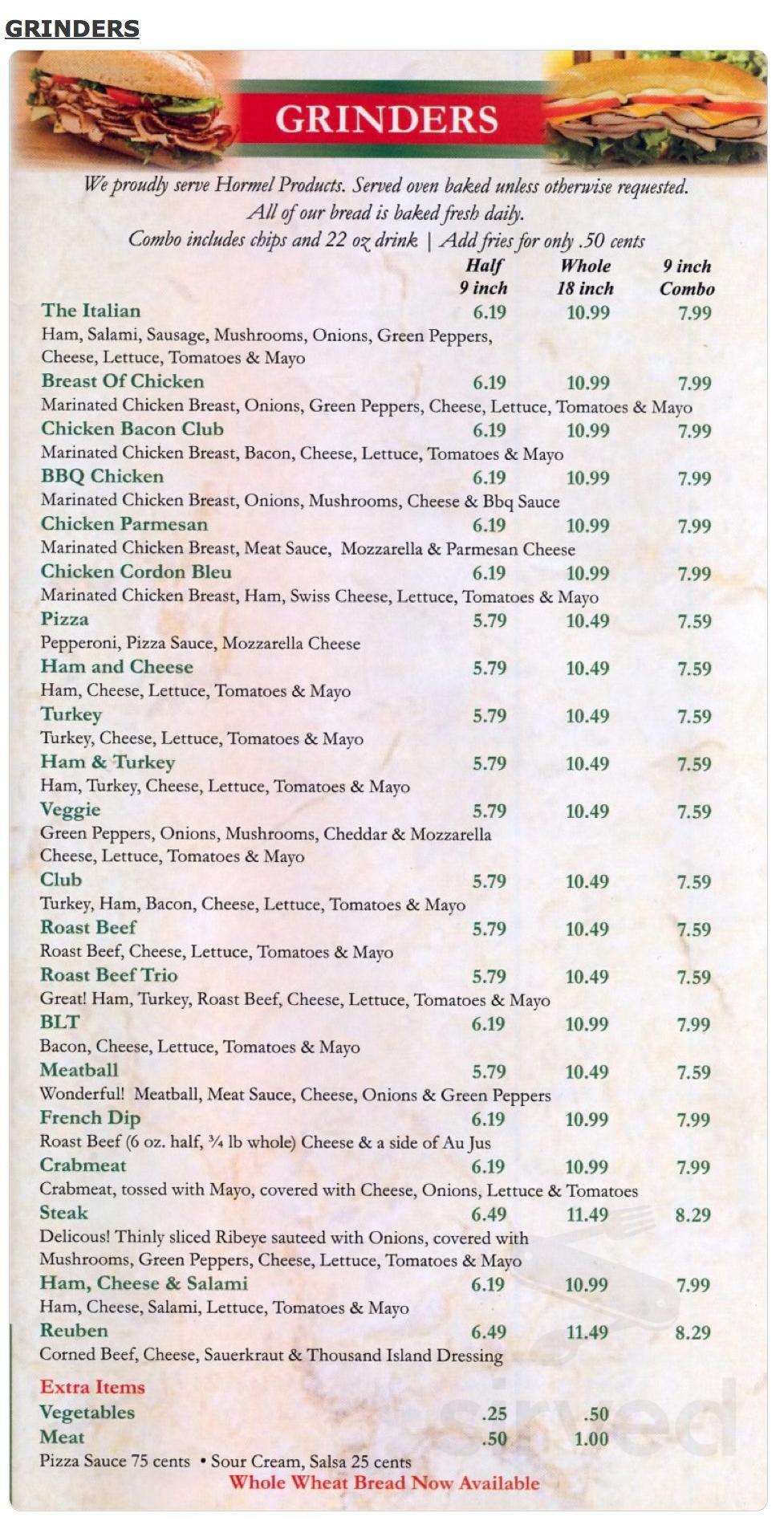 Lakeside Pizza and Grinders menu in Stanwood, Michigan, USA