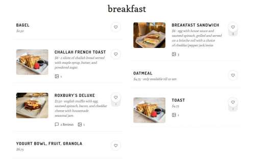 Dudley Cafe menu in Boston, Massachusetts, USA