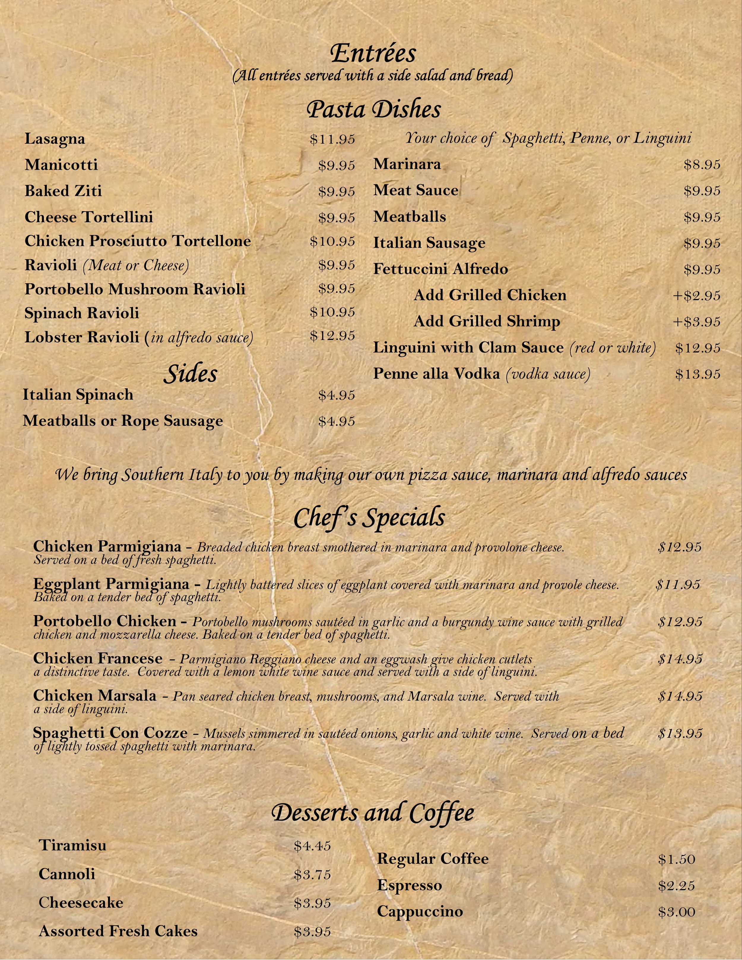 Rizzi's Pizza Cafe menu in Arlington, Tennessee, USA