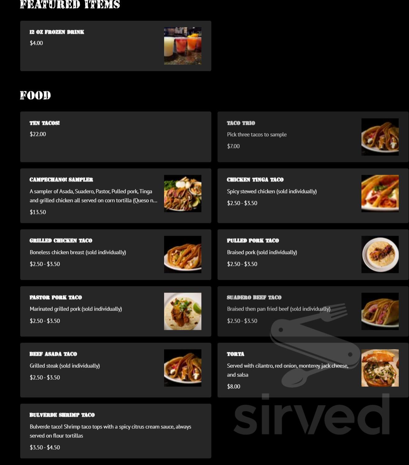 Side Door Taco menu in Irving, Texas, USA