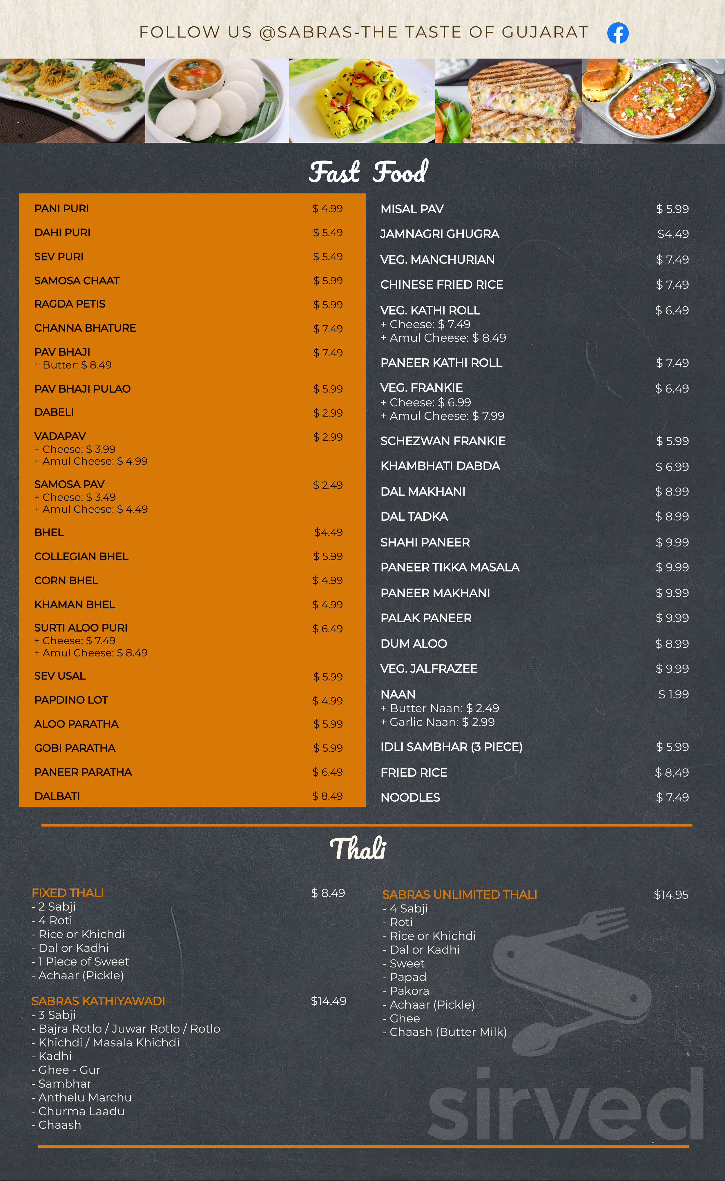 Sabras - The Taste Of Gujarat menus in Scarborough, Ontario, Canada
