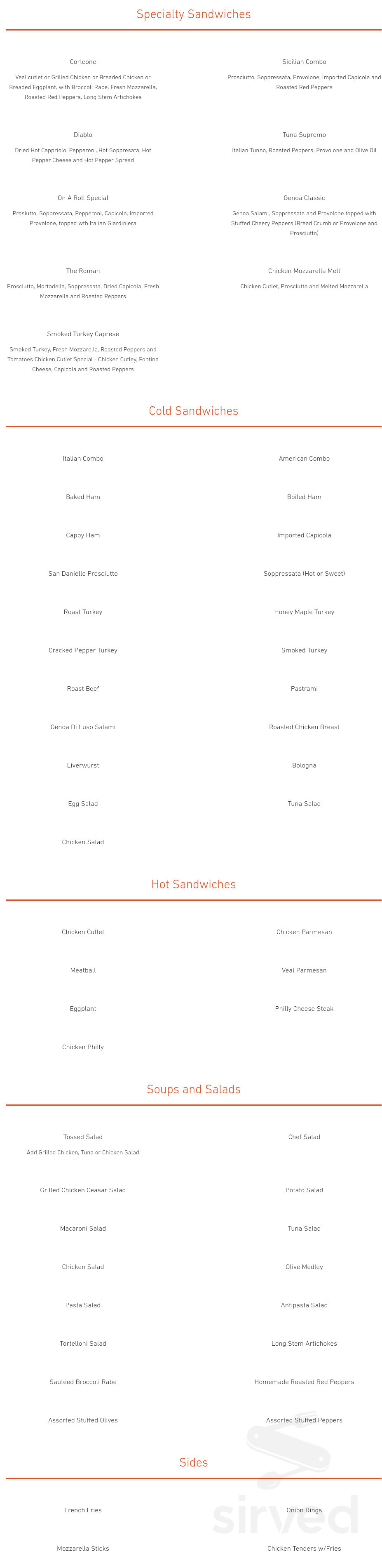 Menu - Highland NY's On a Roll Deli | Sirved