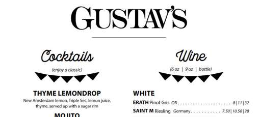 Menu for Gustav's Pub & Grill in Vancouver, WA | Sirved