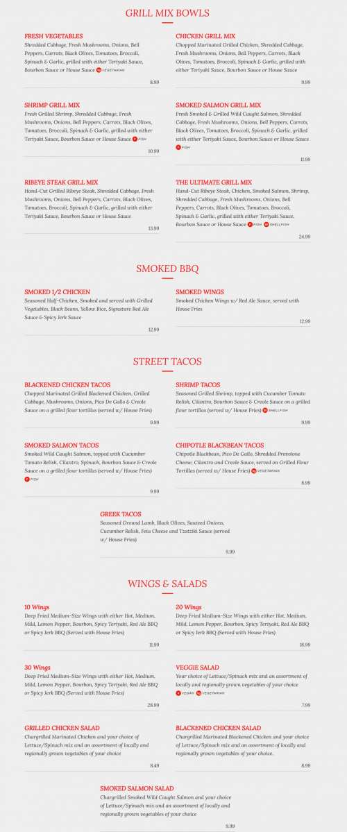 BGR Grille menu in East Point, Georgia, USA