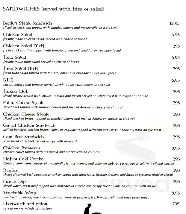 Brady's Fox Hunt Inn menus in Northvale, New Jersey, United States