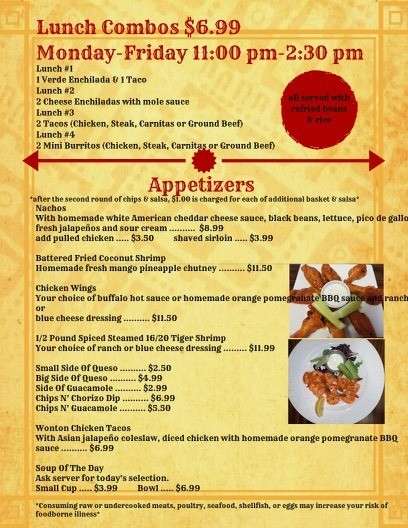 Two Brothers Southwestern Grill menu in Ruckersville, Virginia, USA