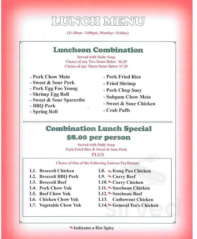Menu - Hillsboro OR's New Dragon Fountain Restaurant | Sirved