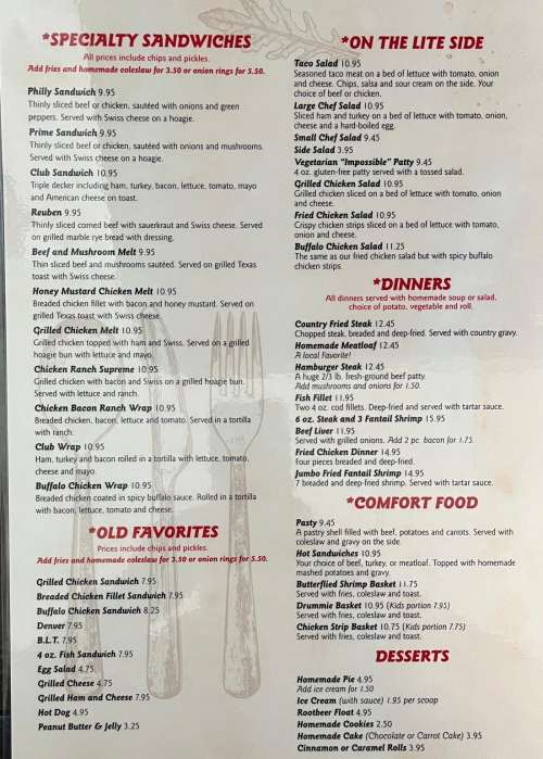 Wilbert Cafe & El Toro Lounge menu in Cotton, Minnesota, USA