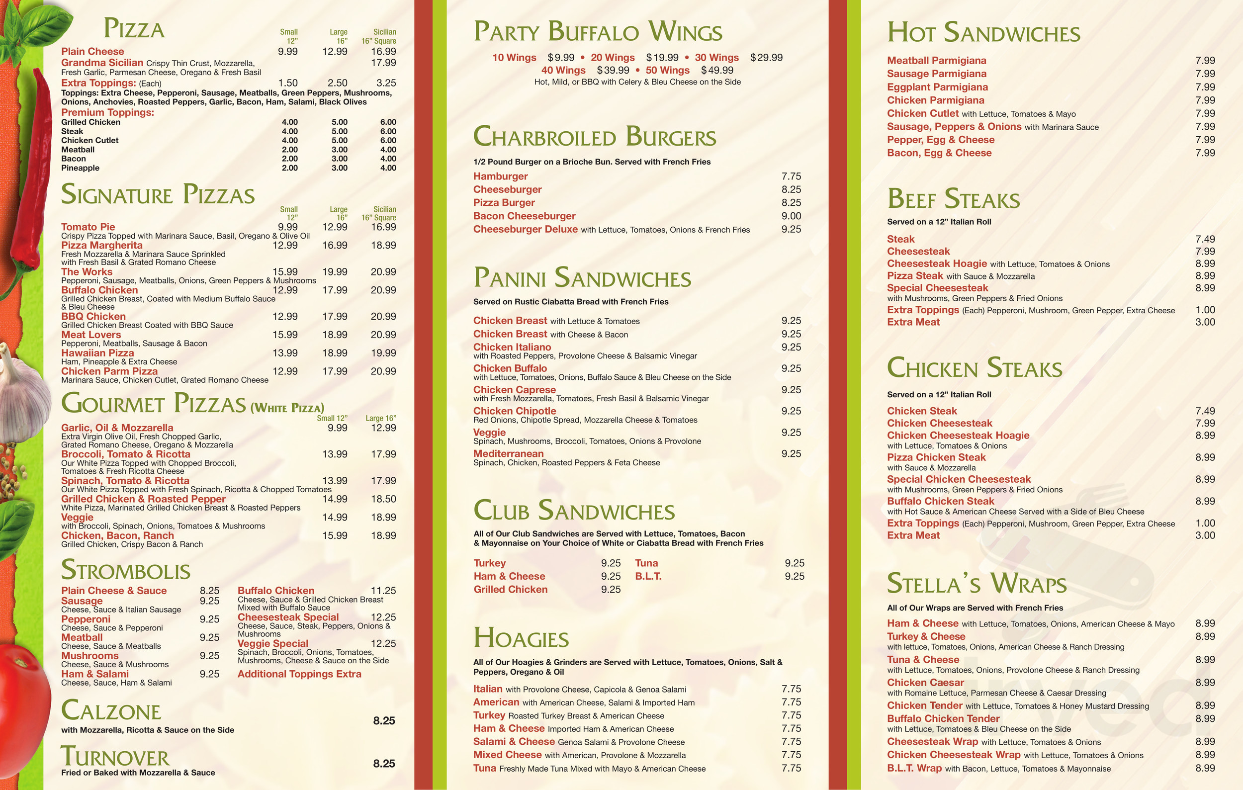 Stella Pizza menu in Collingswood, New Jersey, USA