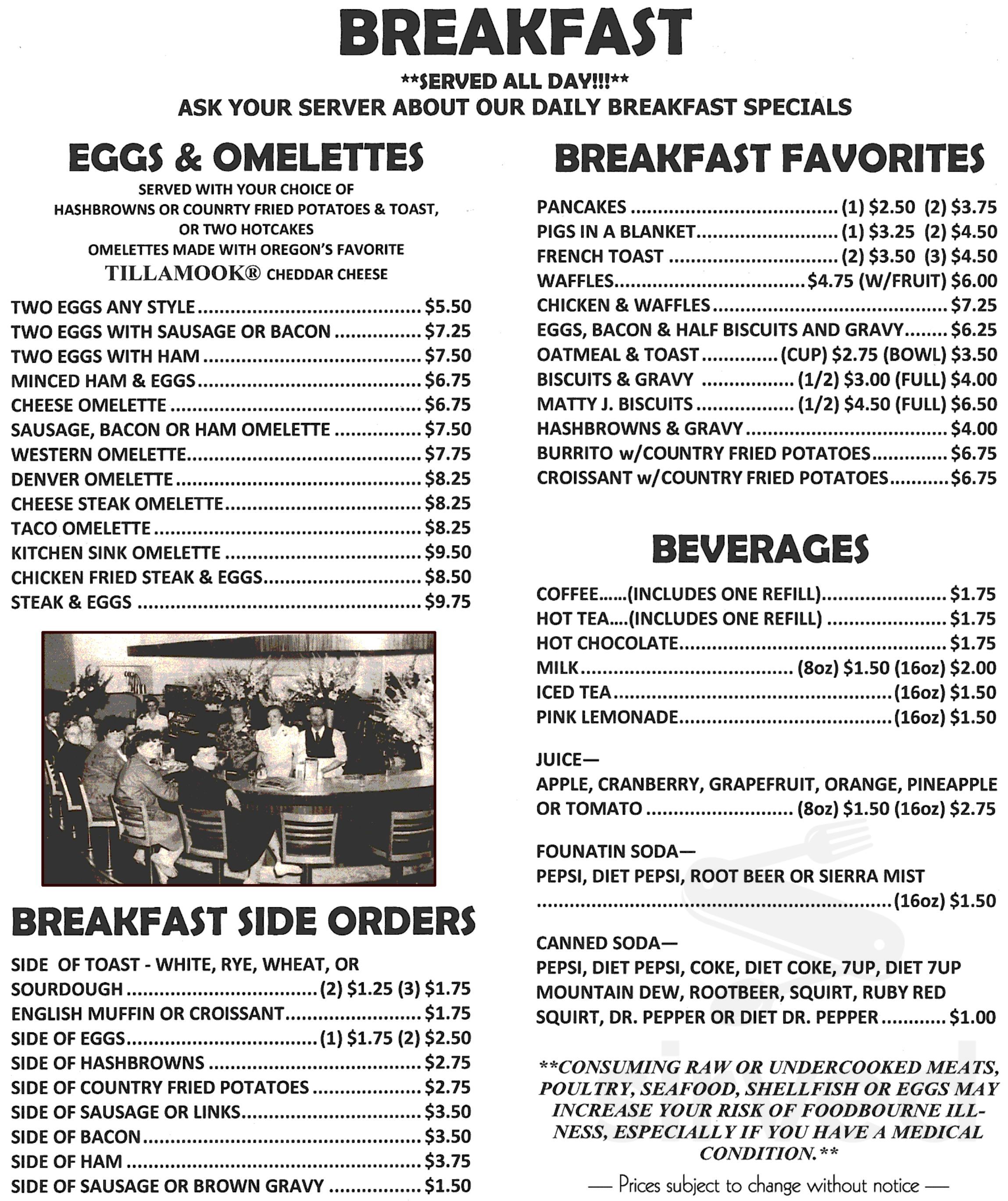 Labor Temple Diner & Bar menu in Astoria, Oregon, USA