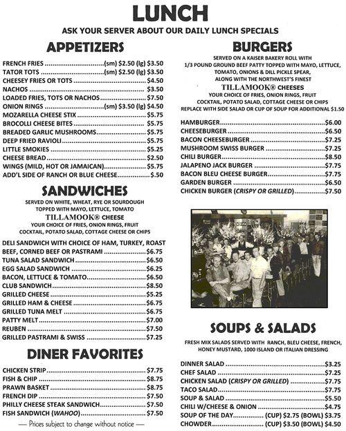 Labor Temple Diner & Bar menu in Astoria, Oregon, USA