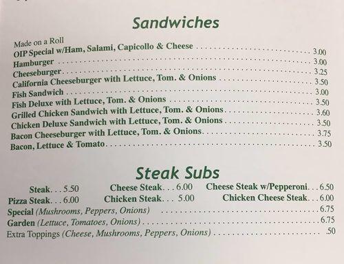 Original Italian Pizza menu in Berwick, Pennsylvania, USA