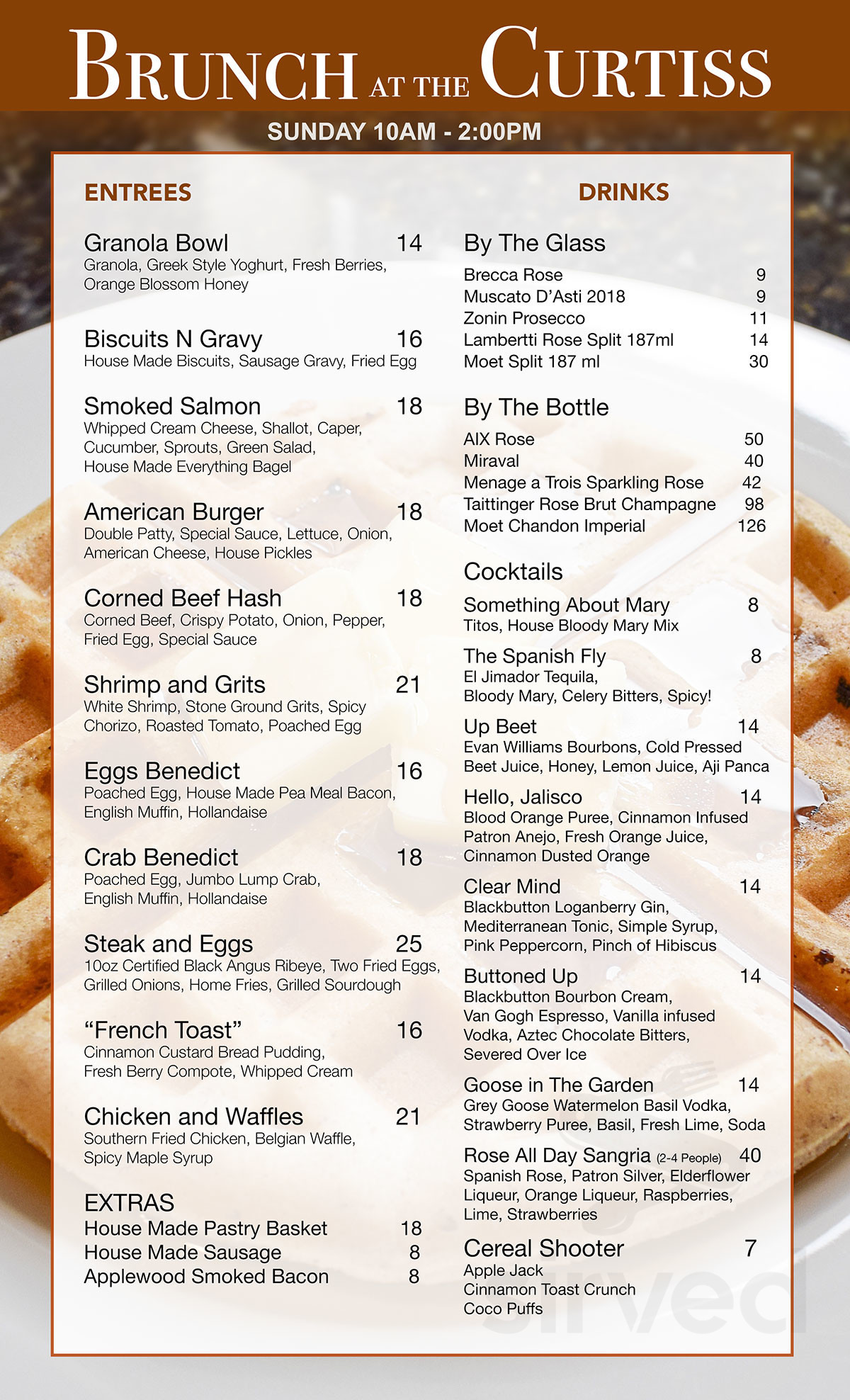 Curtiss Hotel menus in Buffalo, New York, United States