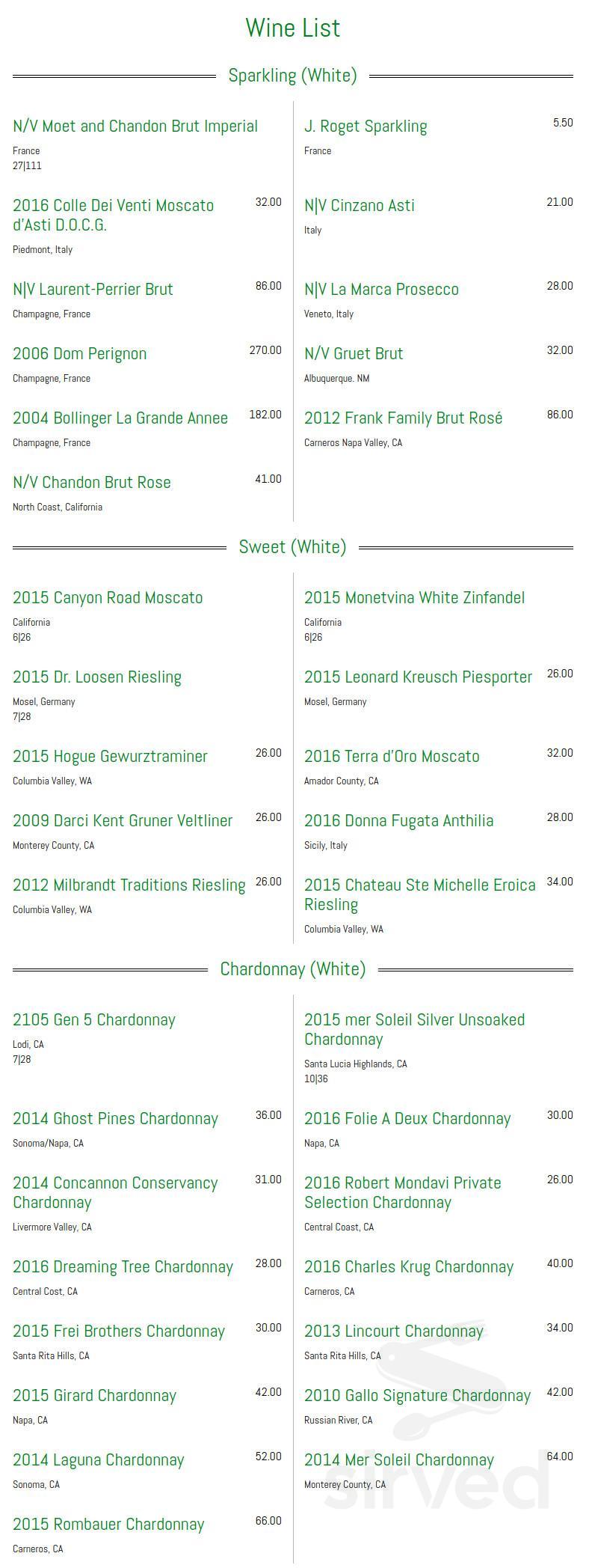 The Green Gateau menu in Lincoln, Nebraska, USA