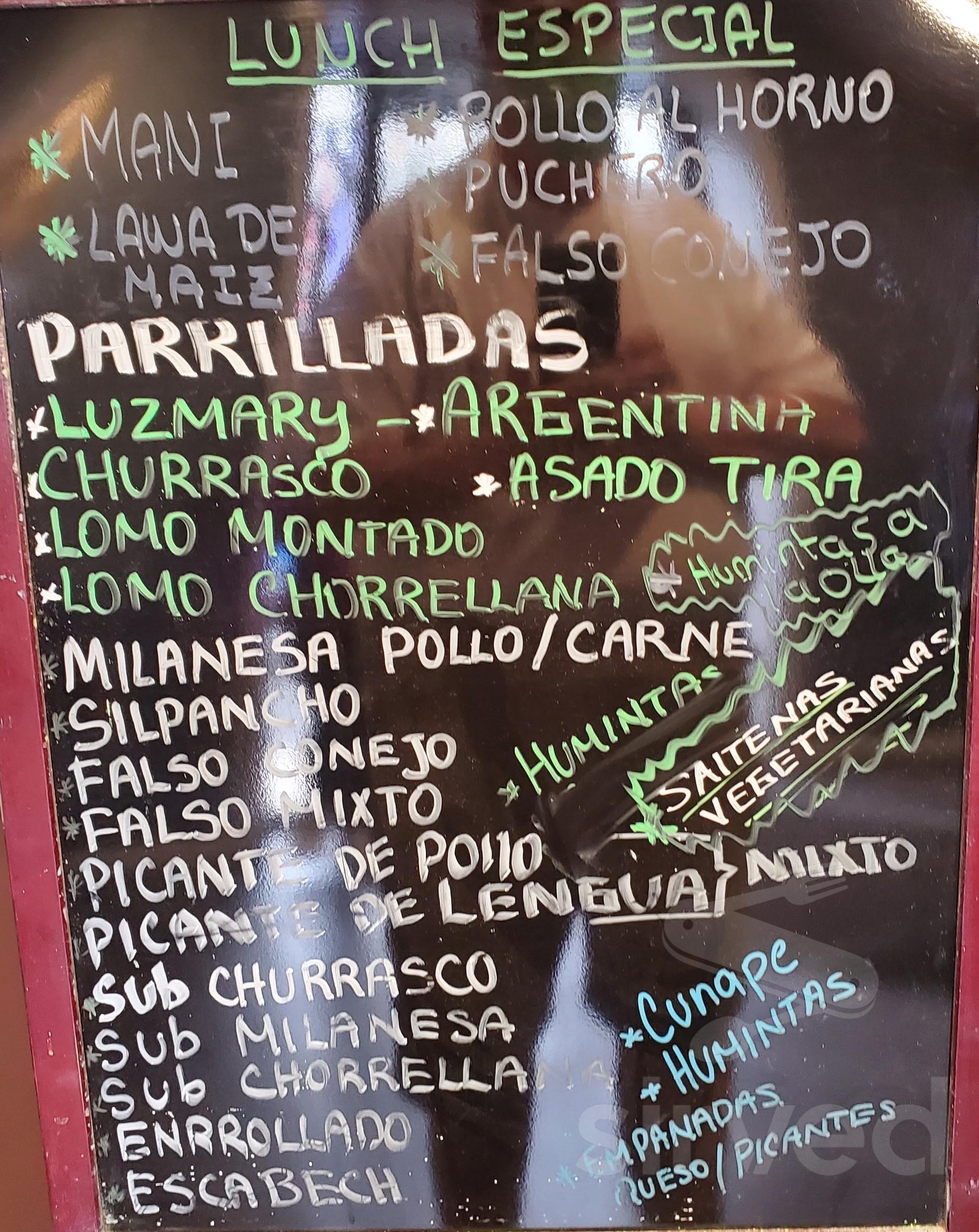 Luzmary's Bolivian Restaurant menu in Falls Church, Virginia, USA
