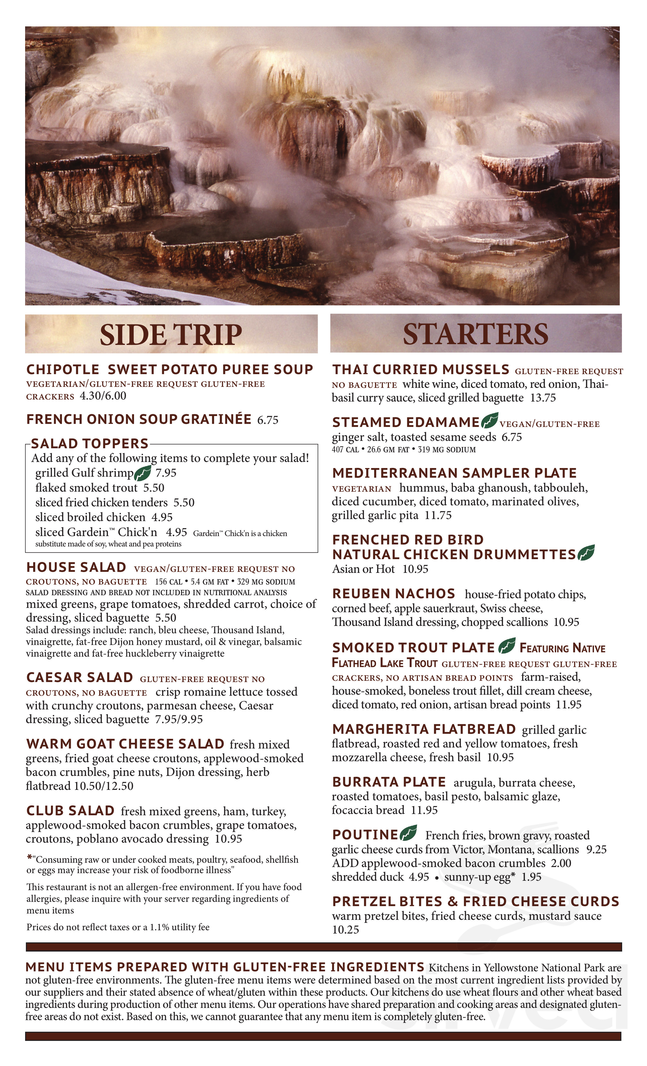 Menu - Yellowstone National Park WY's Mammoth Dining Room | Sirved