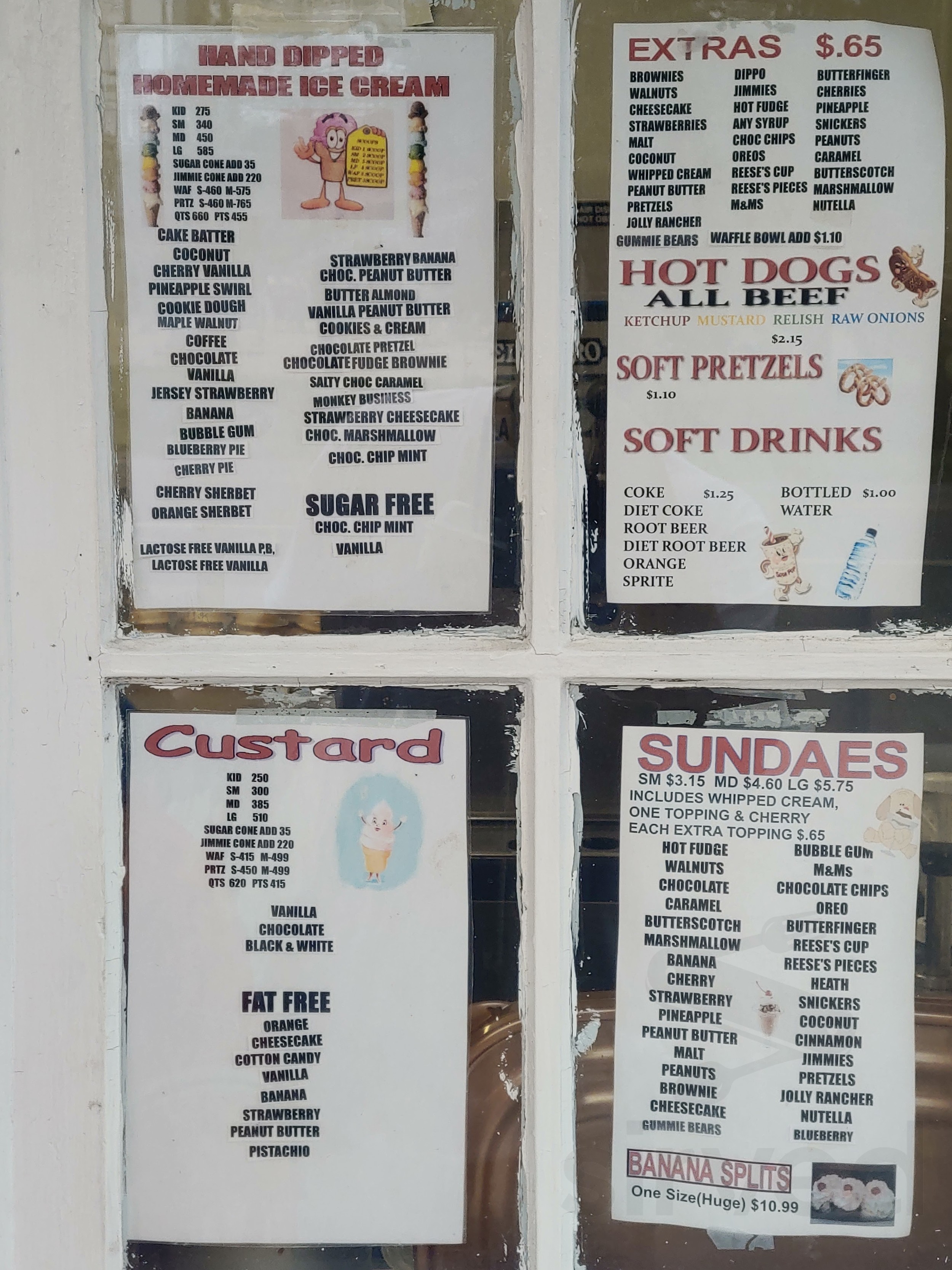 Pennsville Custard Stand menu in Pennsville Township, New Jersey, USA