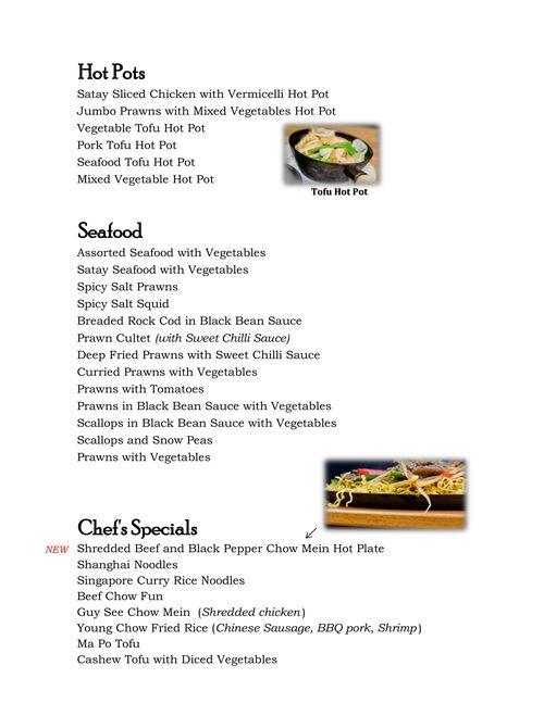 Northern Palace Restaurant menu in Prince George, British Columbia, Canada